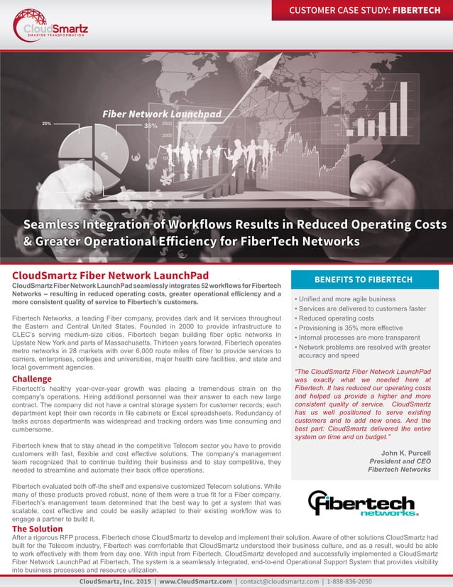Cloudsmartz Case Study - FiberSuite for FiberTech | PDF