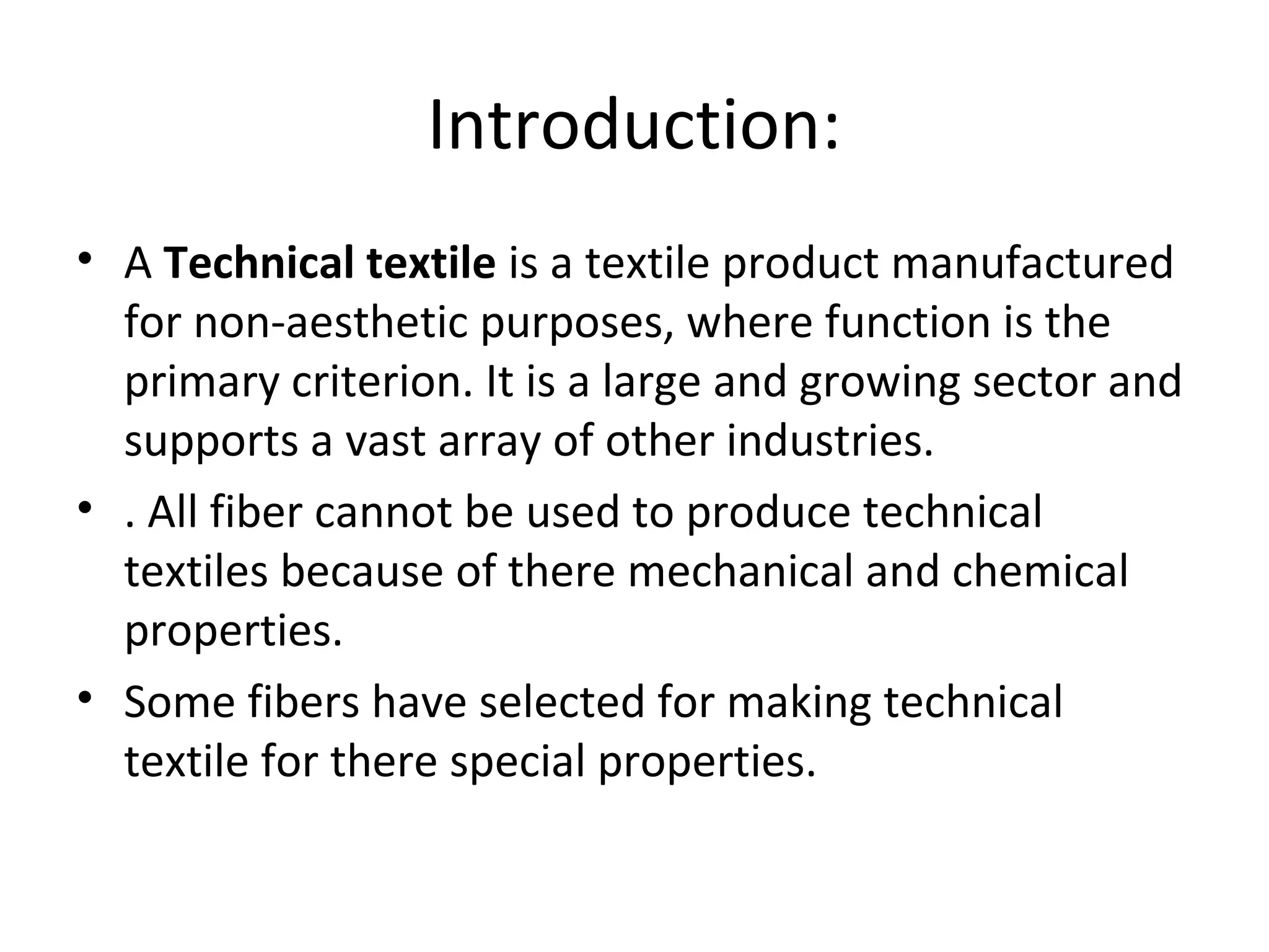 Fibers used in making technical textile | PPT