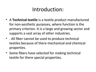 Fibers used in making technical textile | PPT