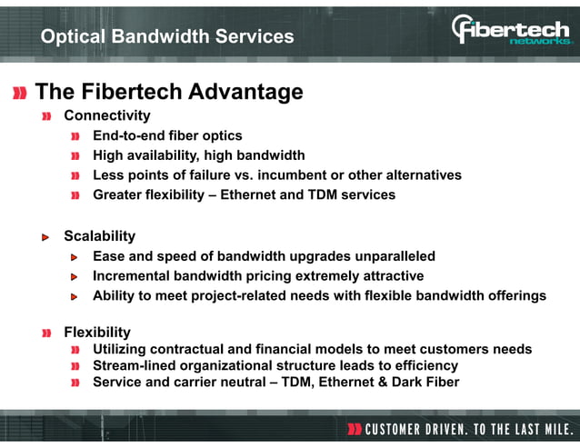 Fibertech Overview 10 1 2011 | PPT