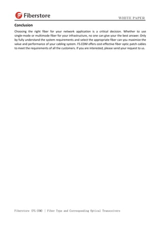 Fiber type and corresponding optical transceivers | PDF