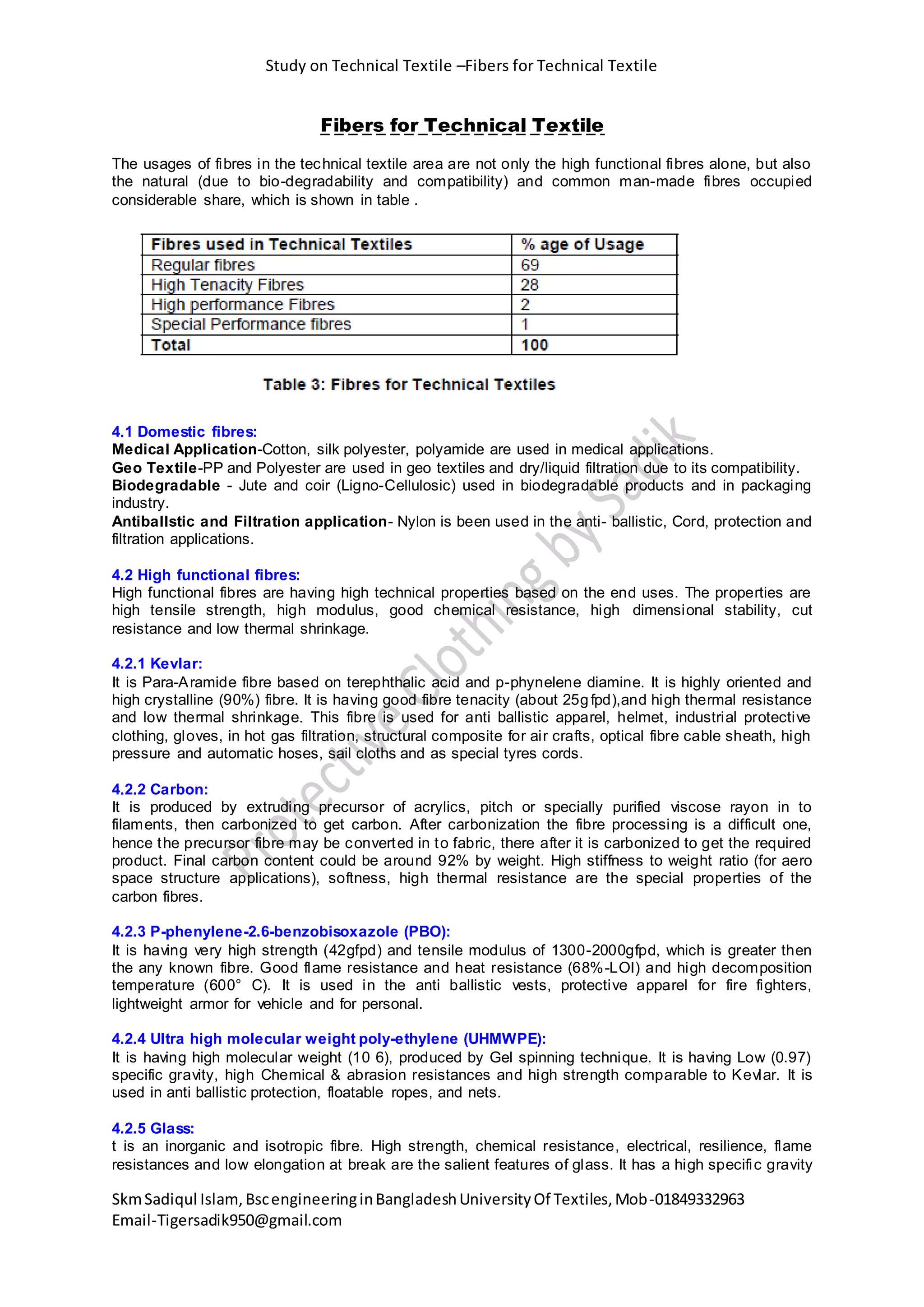 Fibers used in technical textile | DOCX