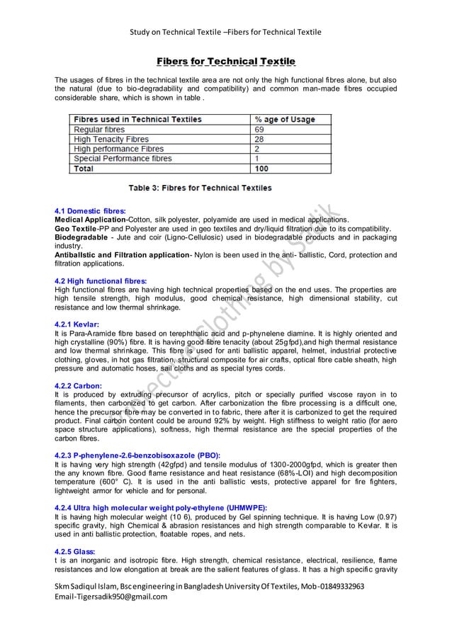 Fibers used in technical textile | DOCX