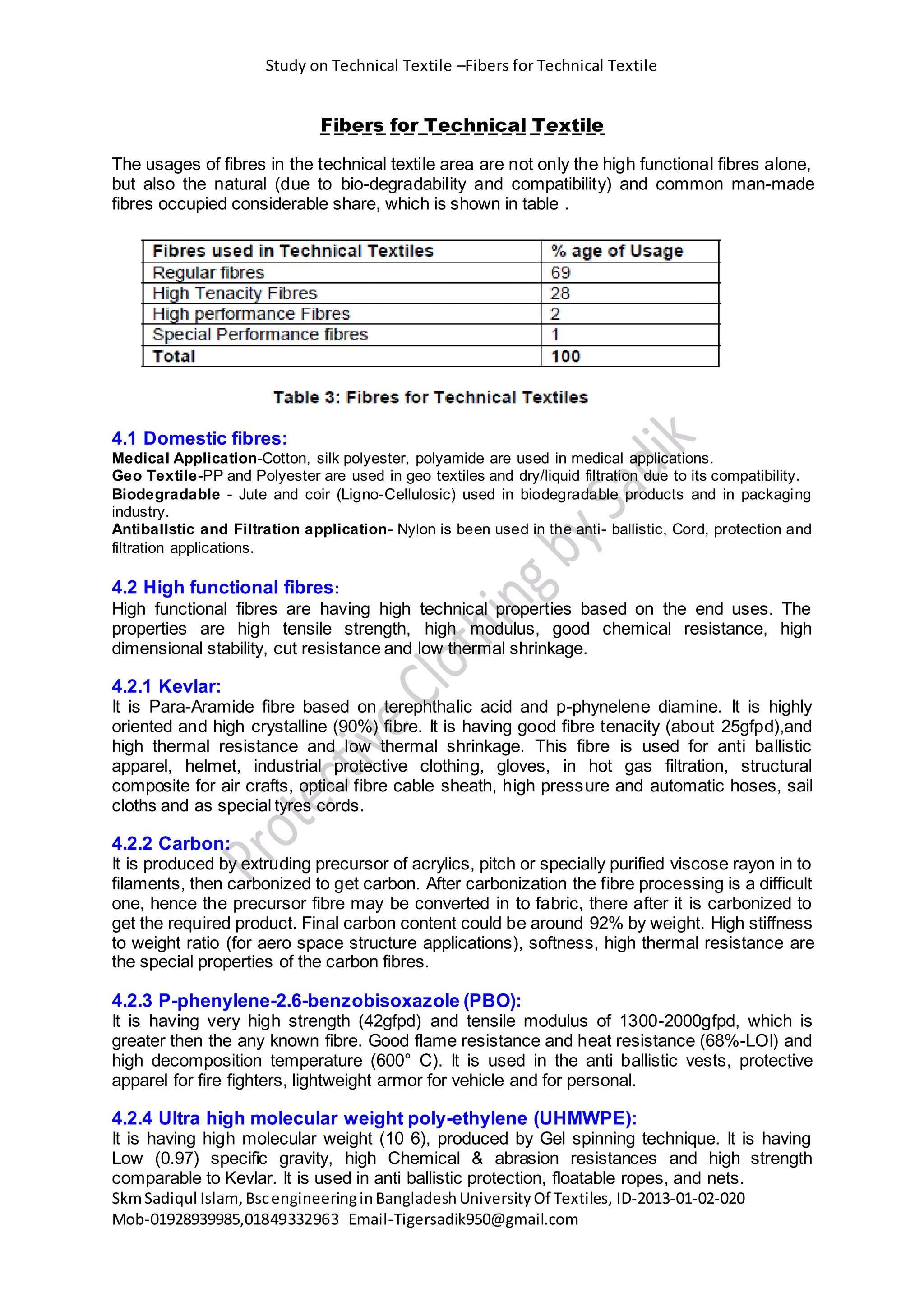 Fibers used in technical textile | DOCX