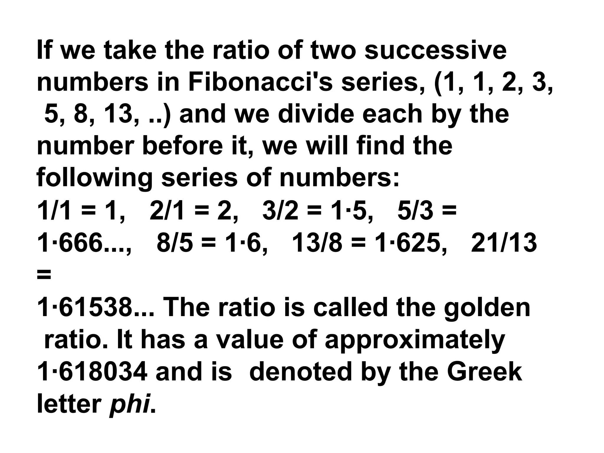 Fibonacci Sequence and its examples and application to real life | PPTX