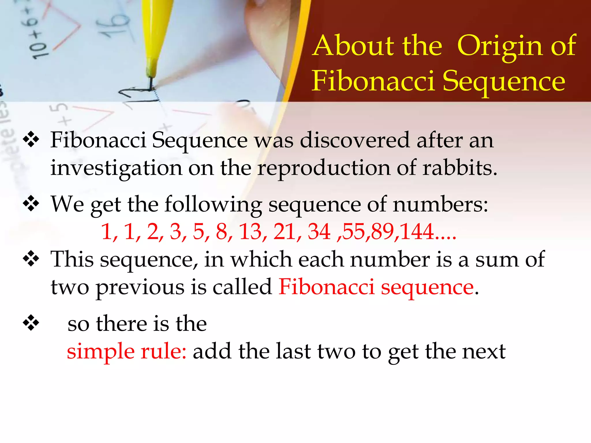 Fibonacci numbers and golden ratio | PPTX
