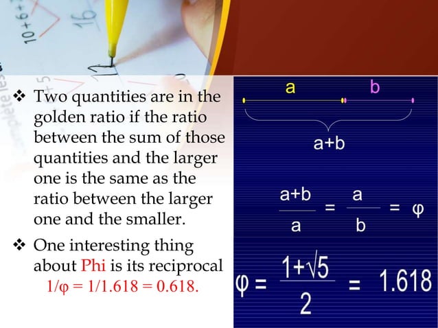 Fibonacci numbers and golden ratio | PPTX | Eye and Vision Conditions ...