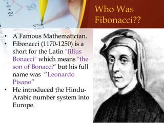 Fibonacci numbers and golden ratio | PPT