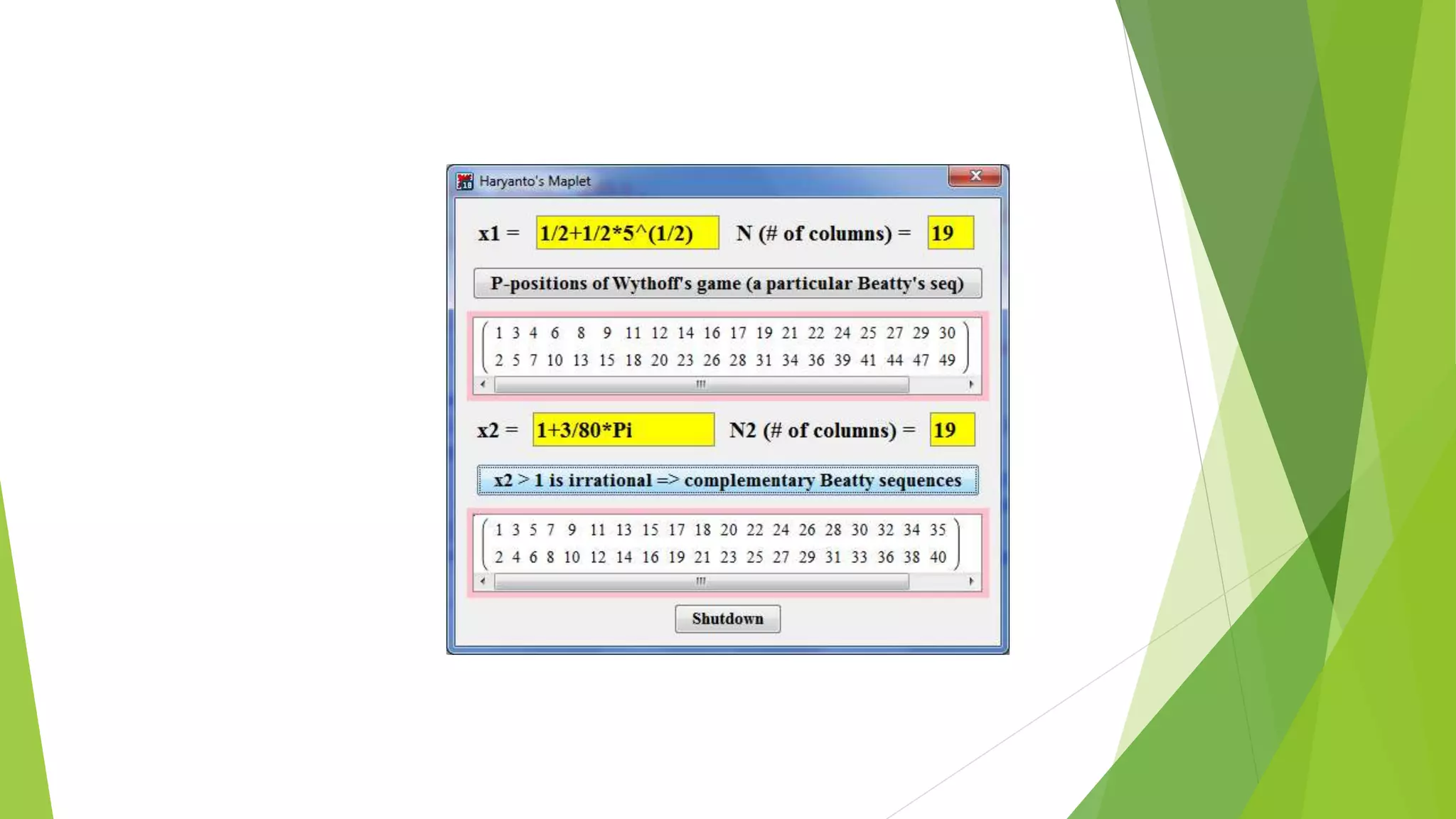 Fibonacci Sequence, Golden Ratio and Wythoff's Game | PPTX