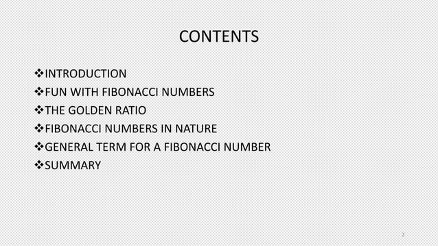 Fibonacci series | PPTX | Physics | Science
