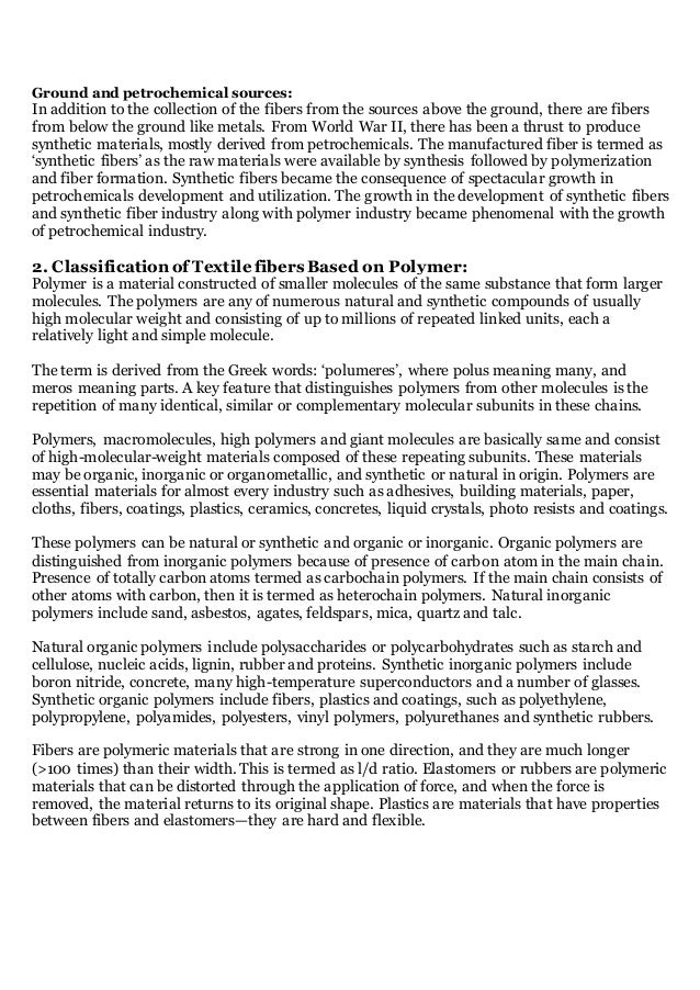 Types of Textile Fibre & Classification Description | PDF