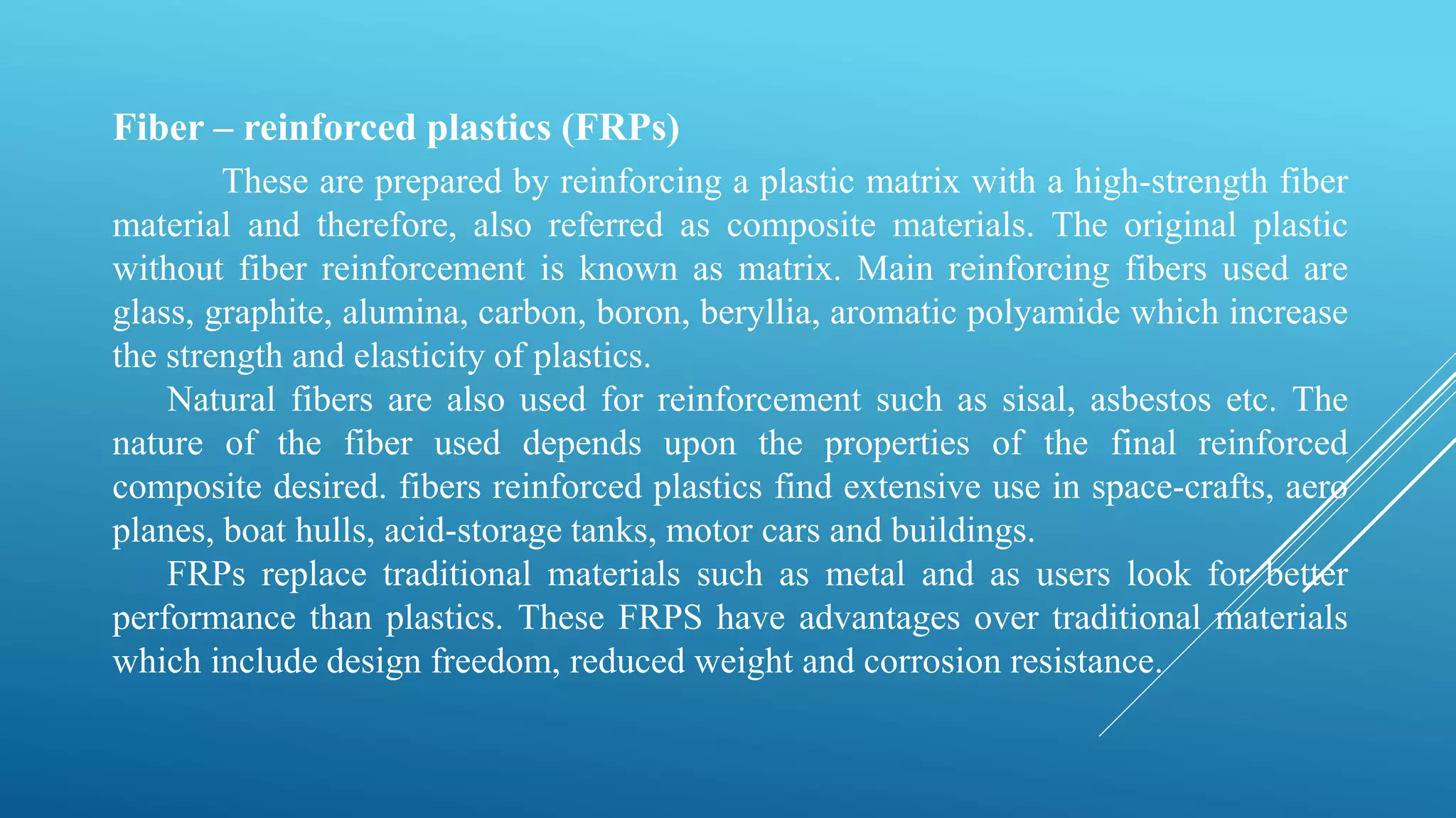 Fibre reinforced plastics & biodegradabale polymers | PPTX | Chemistry ...