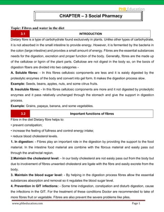 Fibres and water in the diet.pdf PHB Education | PDF