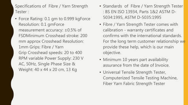 Fibre strength and fibre fineness | PPTX