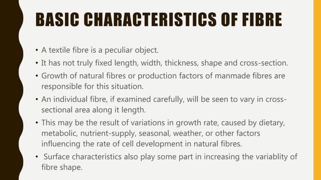 Fibre strength and fibre fineness | PPTX