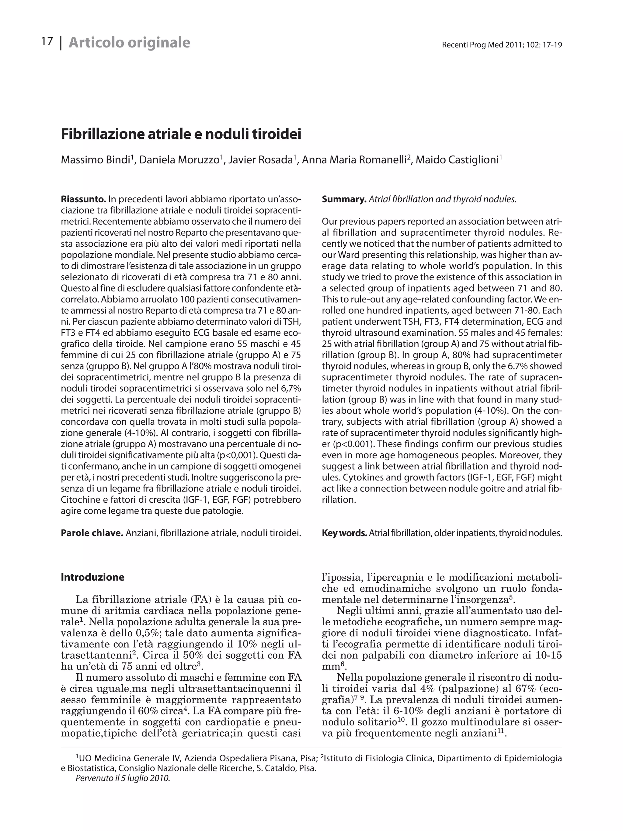 Fibrillazione atriale e noduli tiroidei | PDF