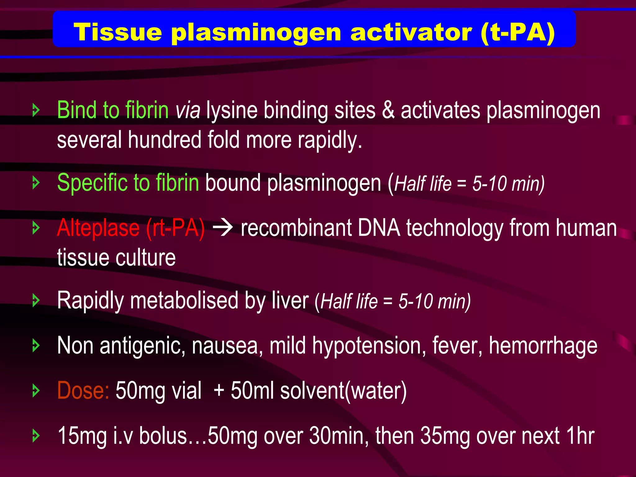 Fibrinolytic agents | PPT