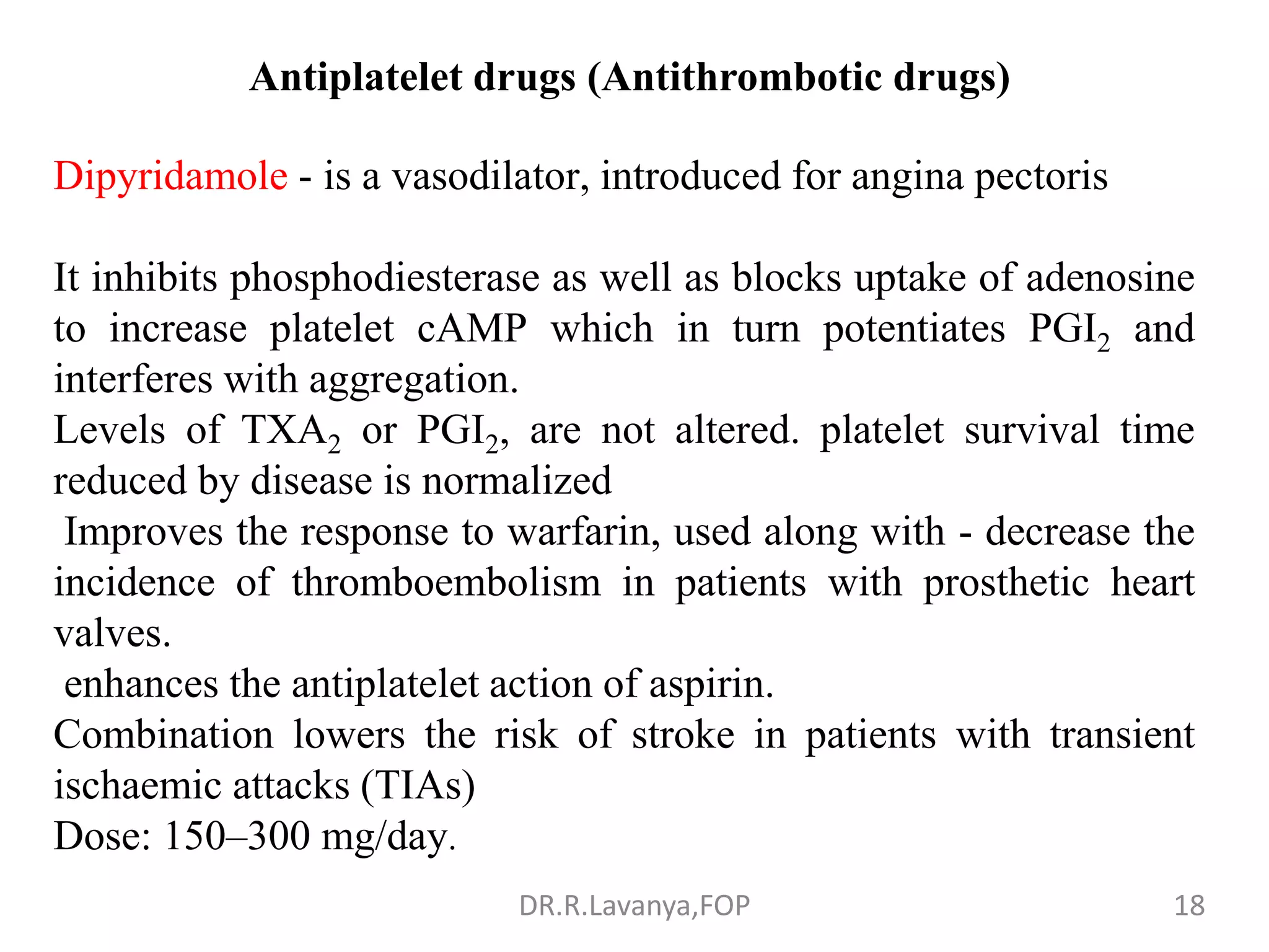 Fibrinolytics,antifibrinolytics,antiplatelet drugs | PPT