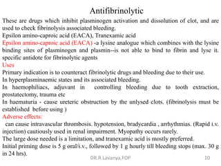 Fibrinolytics,antifibrinolytics,antiplatelet drugs | PPT