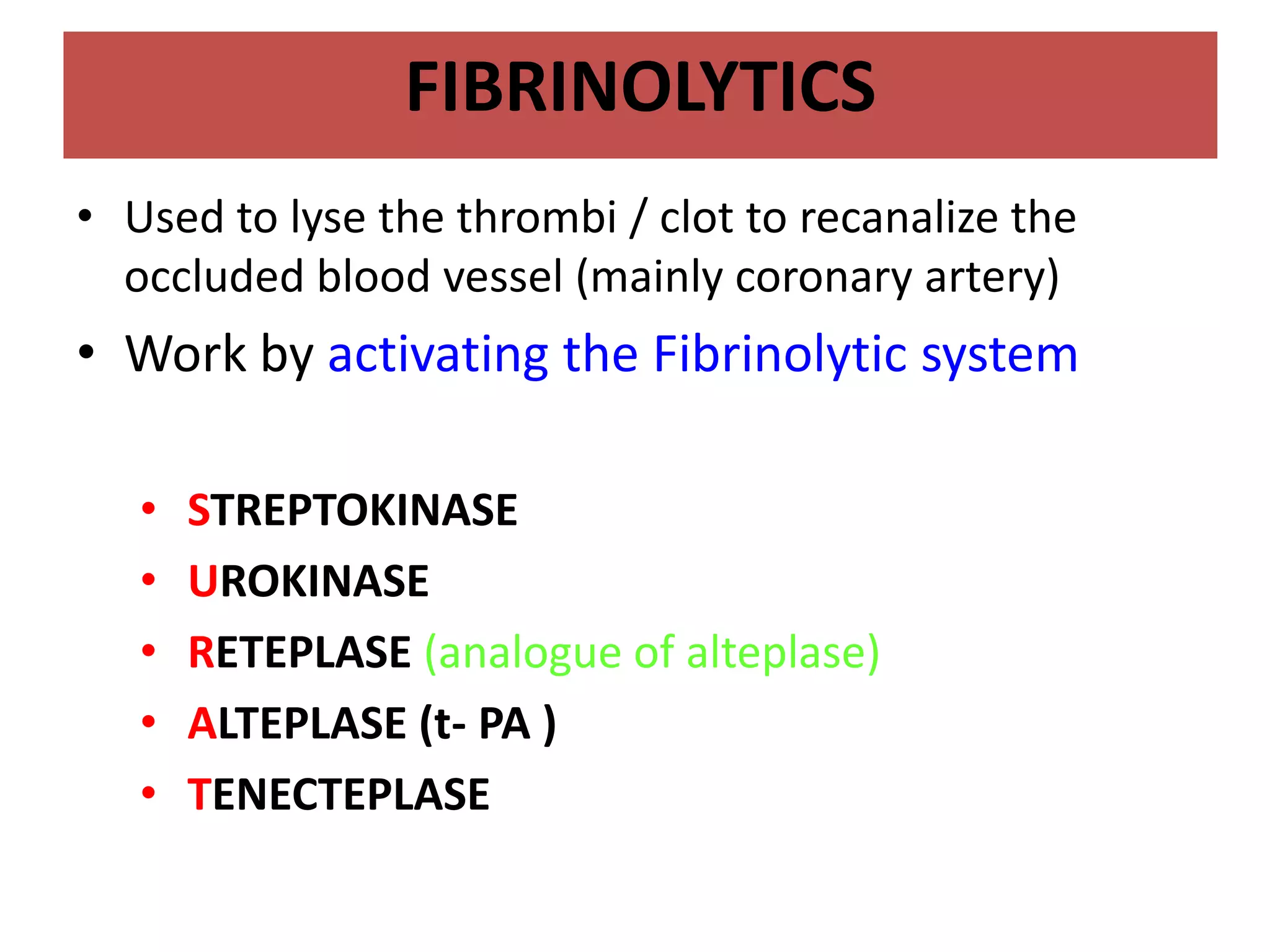 Fibrinolytics & antiplatelets | PPTX