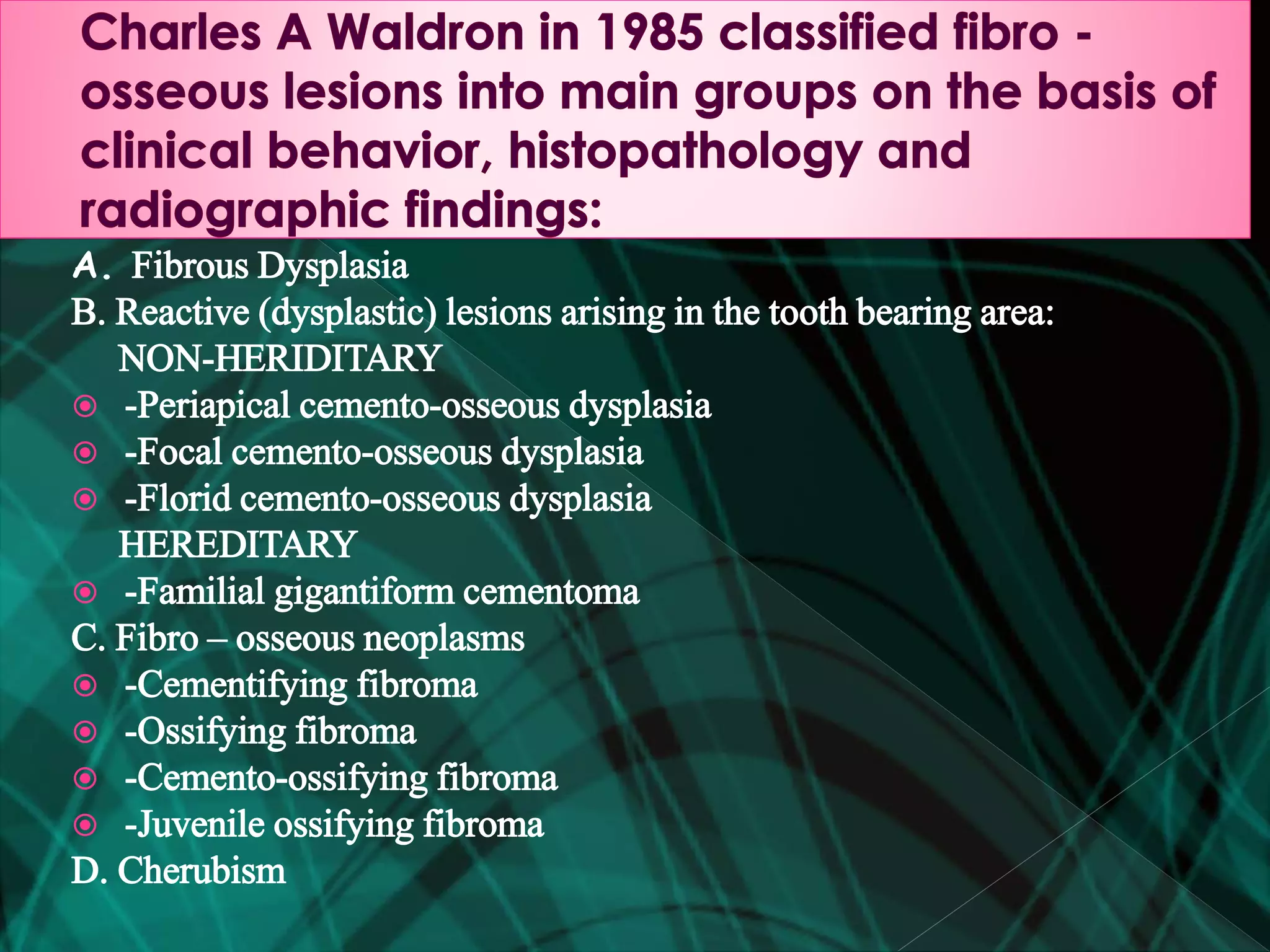 Fibro osseous lesions of jaw | PPTX