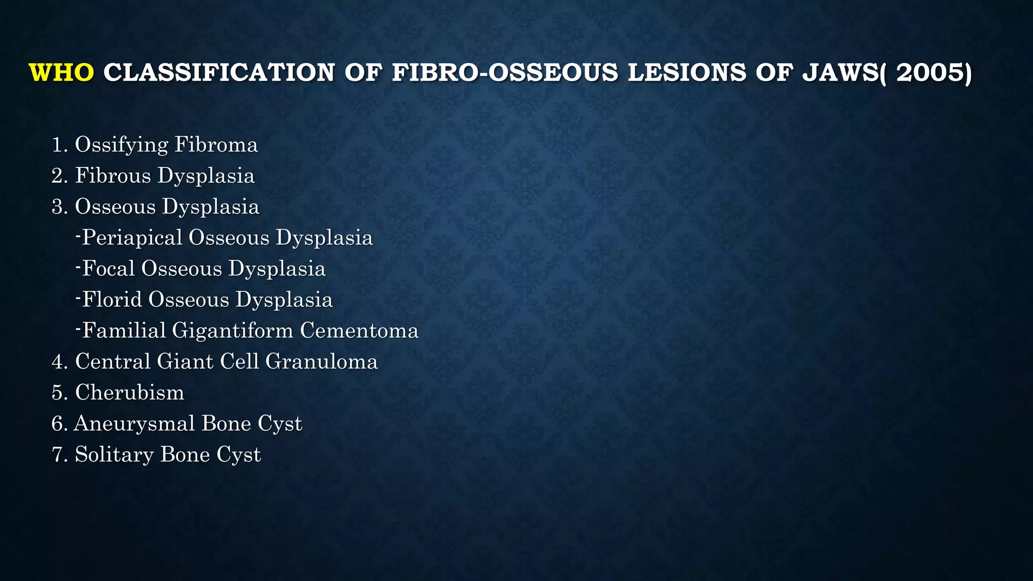 Fibro osseous lesions of the jaws | PPTX