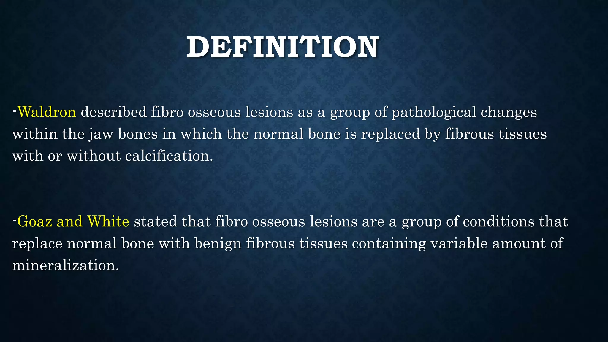 Fibro osseous lesions of the jaws | PPTX
