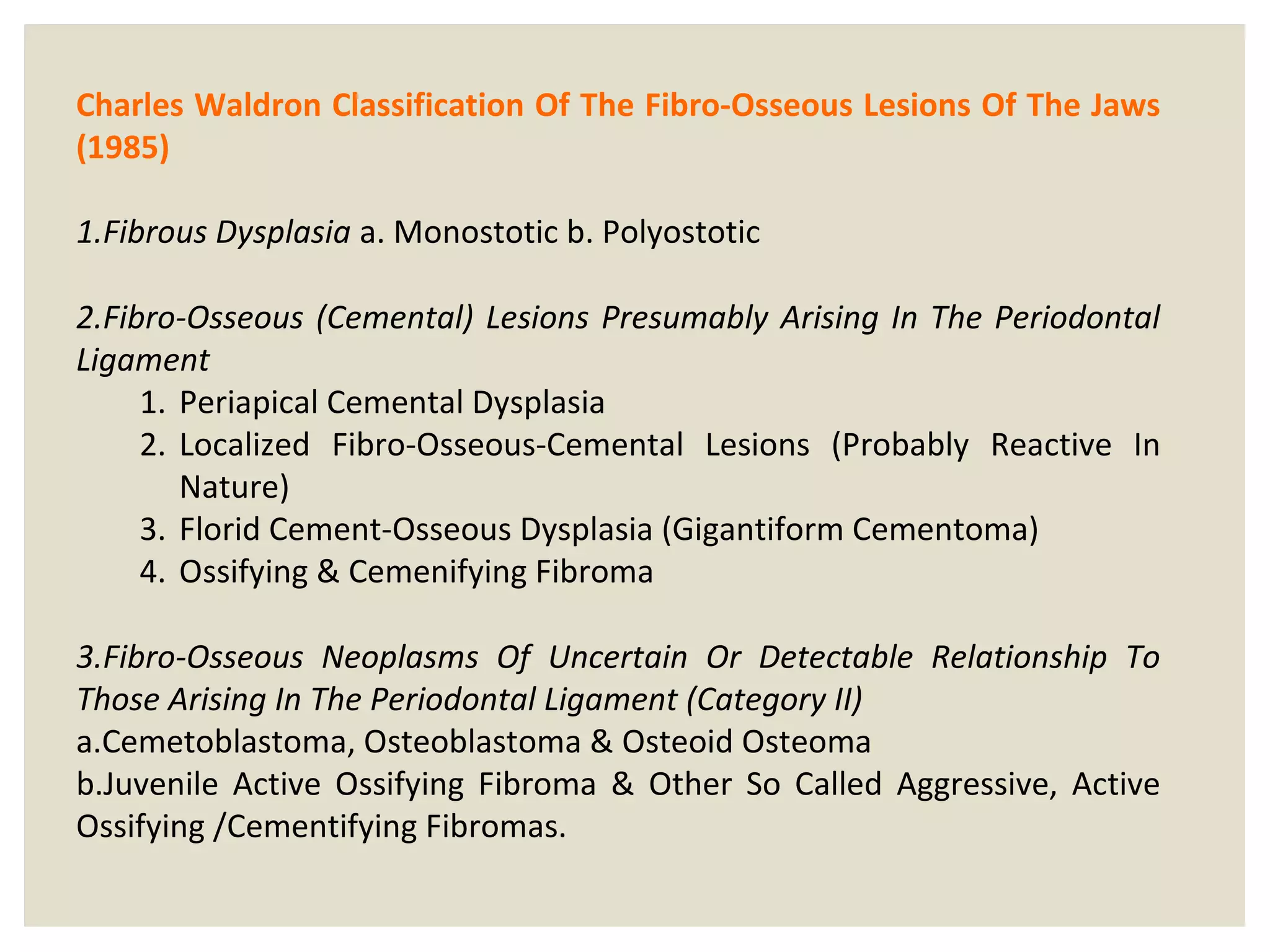 Fibro Osseous Lesions | PPT