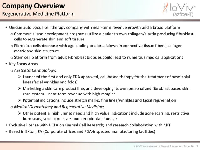 Fibrocell science investor-presentation-august_2012 | PDF | Skin and ...