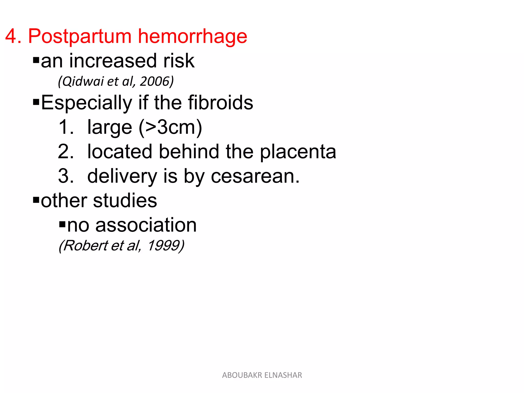 Fibroid and pregnancy. Aboubakr Elnashar | PDF