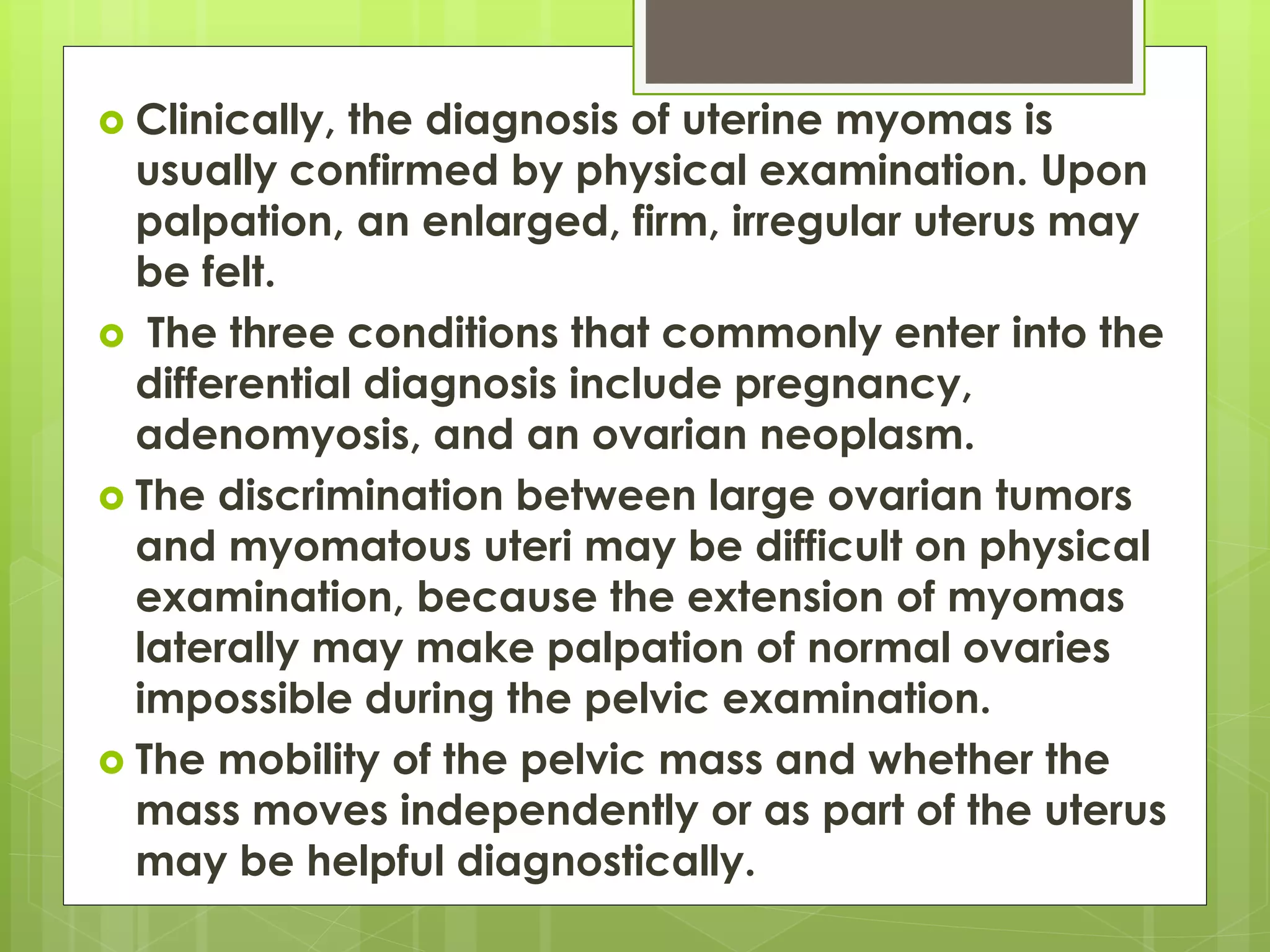 Fibroid uterus in detail ..... odstetrics and gynecolgy | PPTX