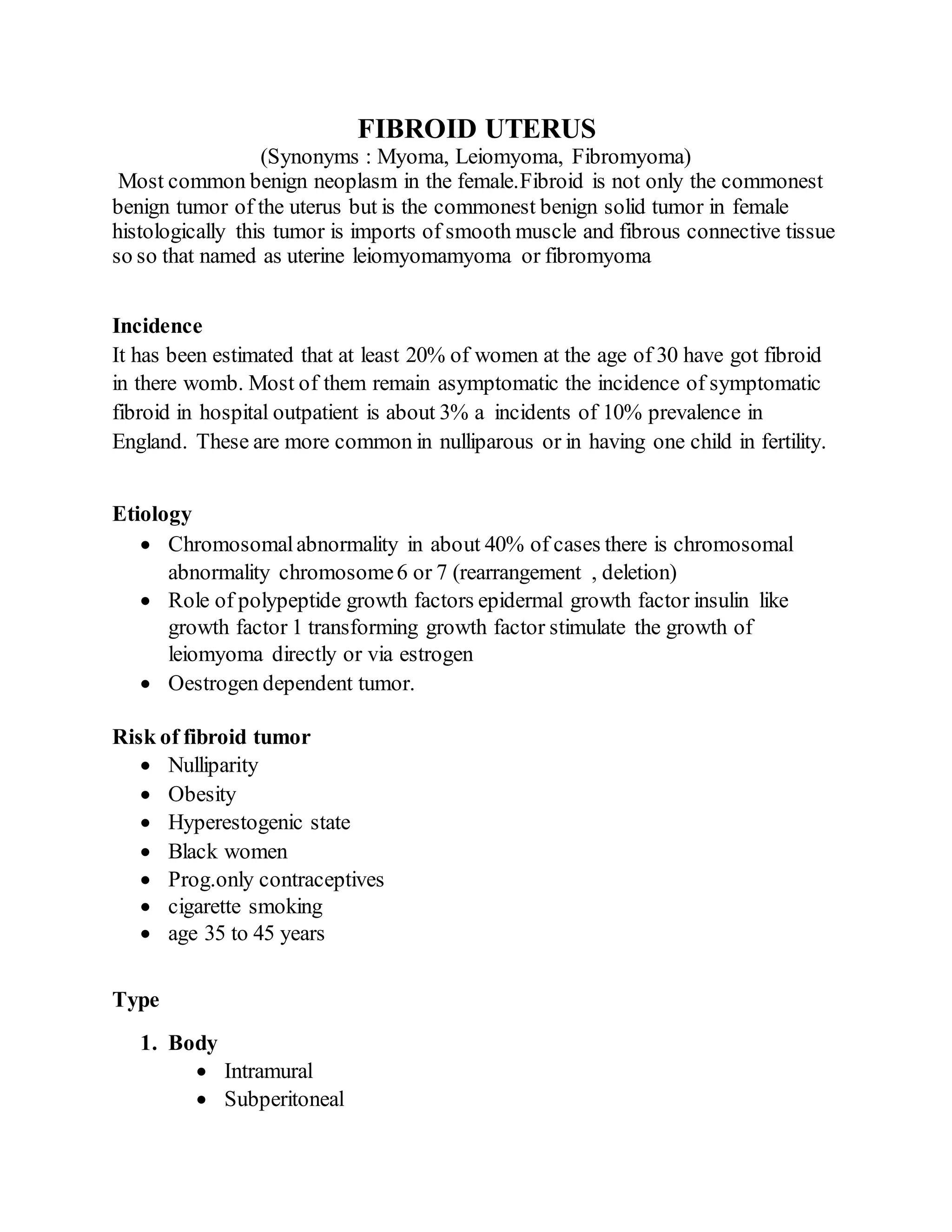 Fibroid uterus | DOCX