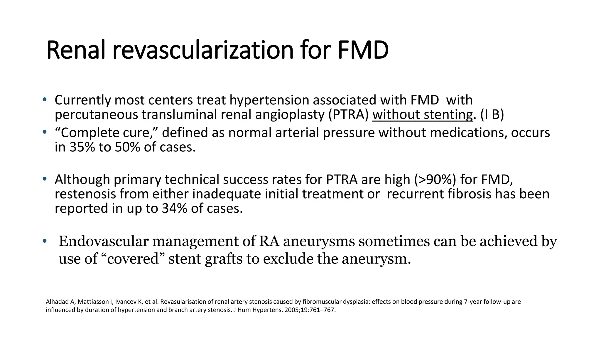 Renovascular hypertension, fibromuscular dysplasia | PPTX