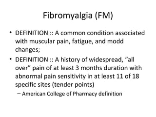 Fibromyalgia & Chronic Fatigue Syndrome | PPT | Thyroid Disorders ...