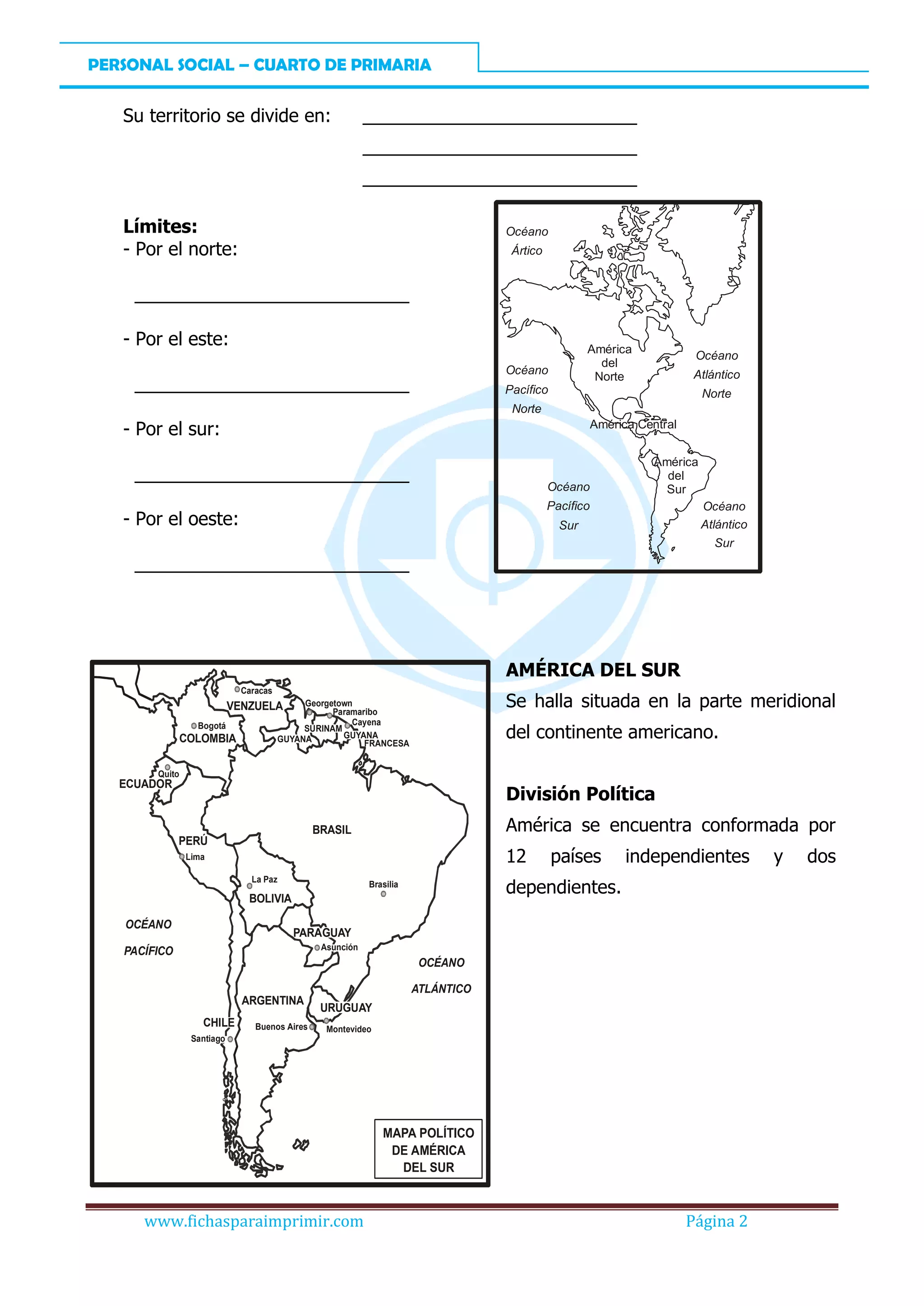 Hojas De Trabajo De Geografía De América Del Norte