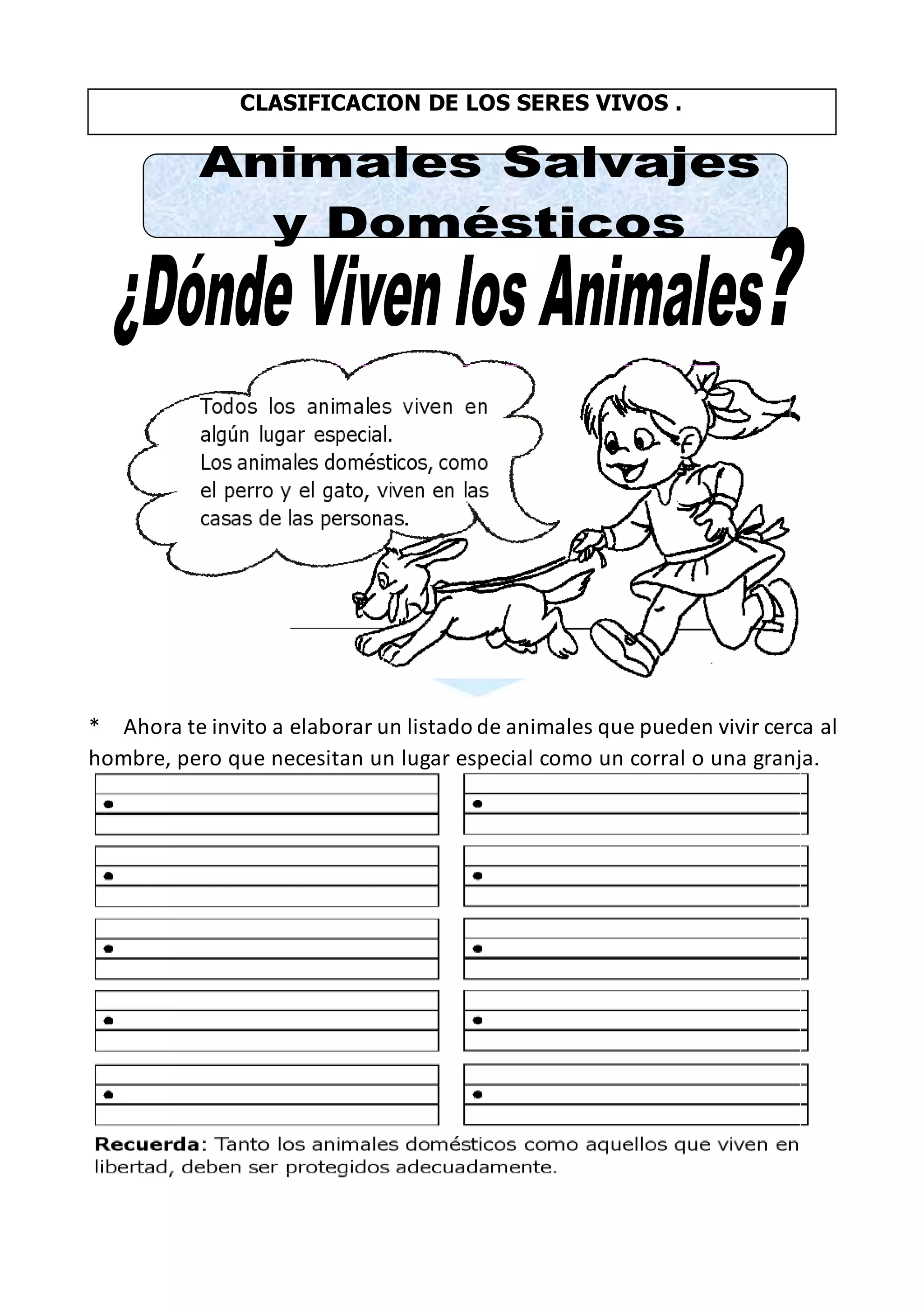 Fichas De Clasificación De Animales