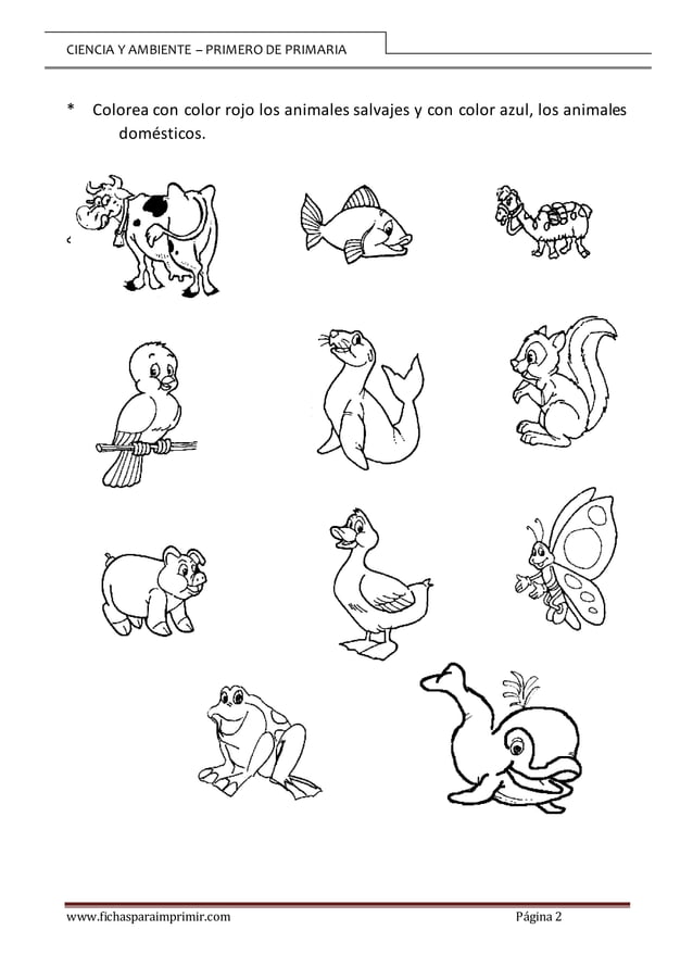 Ficha de-animales-salvajes-y-domesticos-para-primaria | PDF