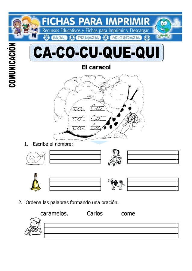 Ficha de-ca-co-cu-que-qui-para-primero-de-primaria