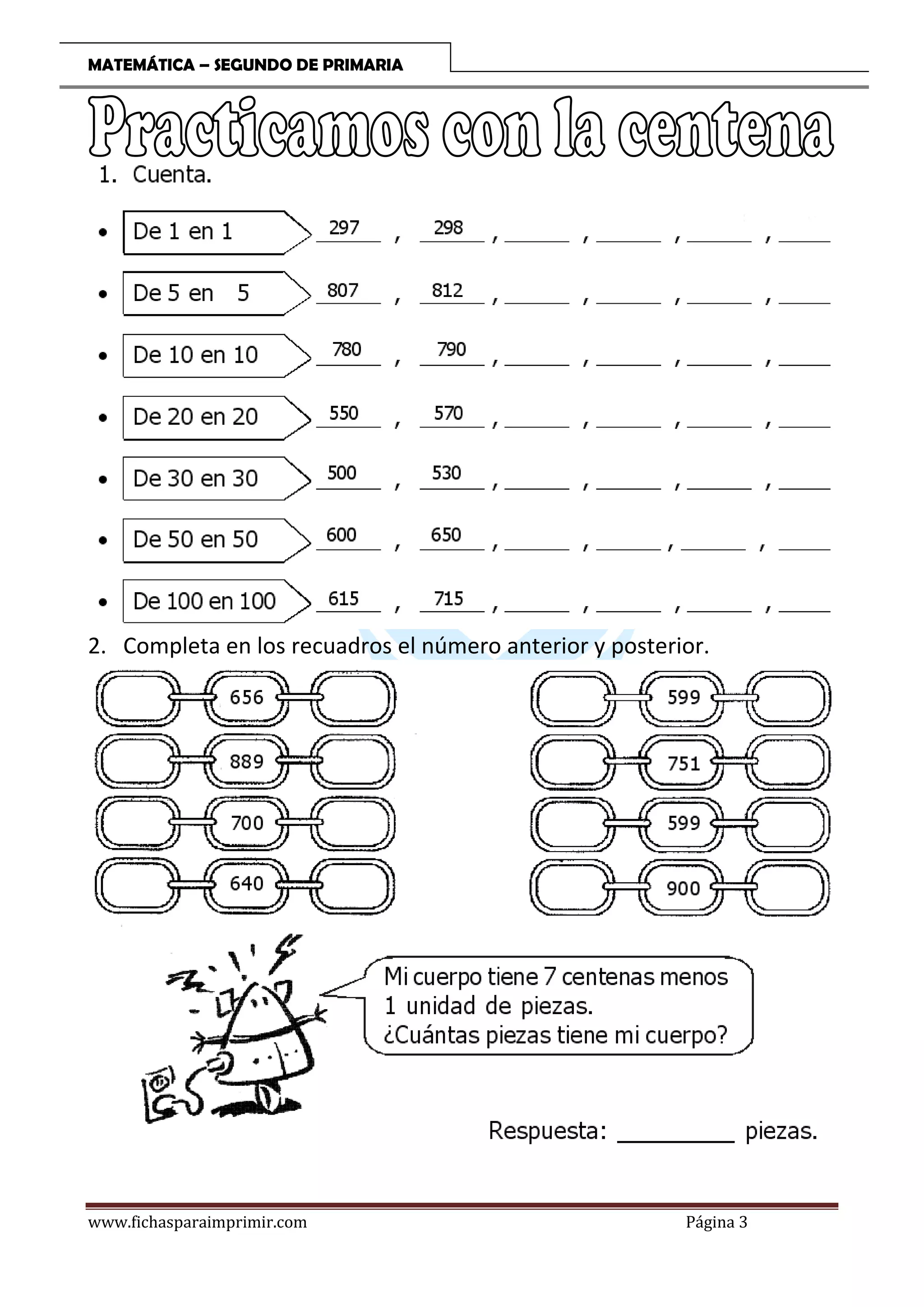 Ficha de-ejercicios-de-la-centena-para-segundo-de-primaria | PDF