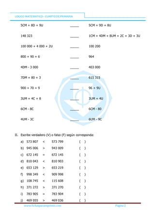 Ficha ejercicios-de-comparacion-de-numeros-para-cuarto-de-primaria | DOC