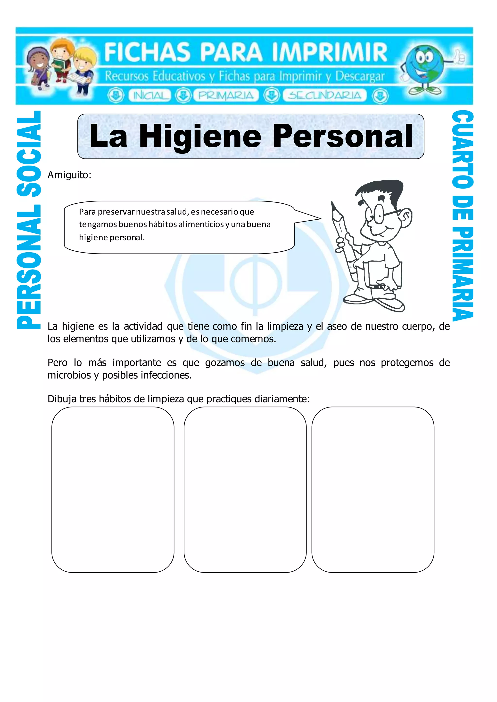 Higiene Habitos De Higiene Personal Hojas De Actividades Para Nios