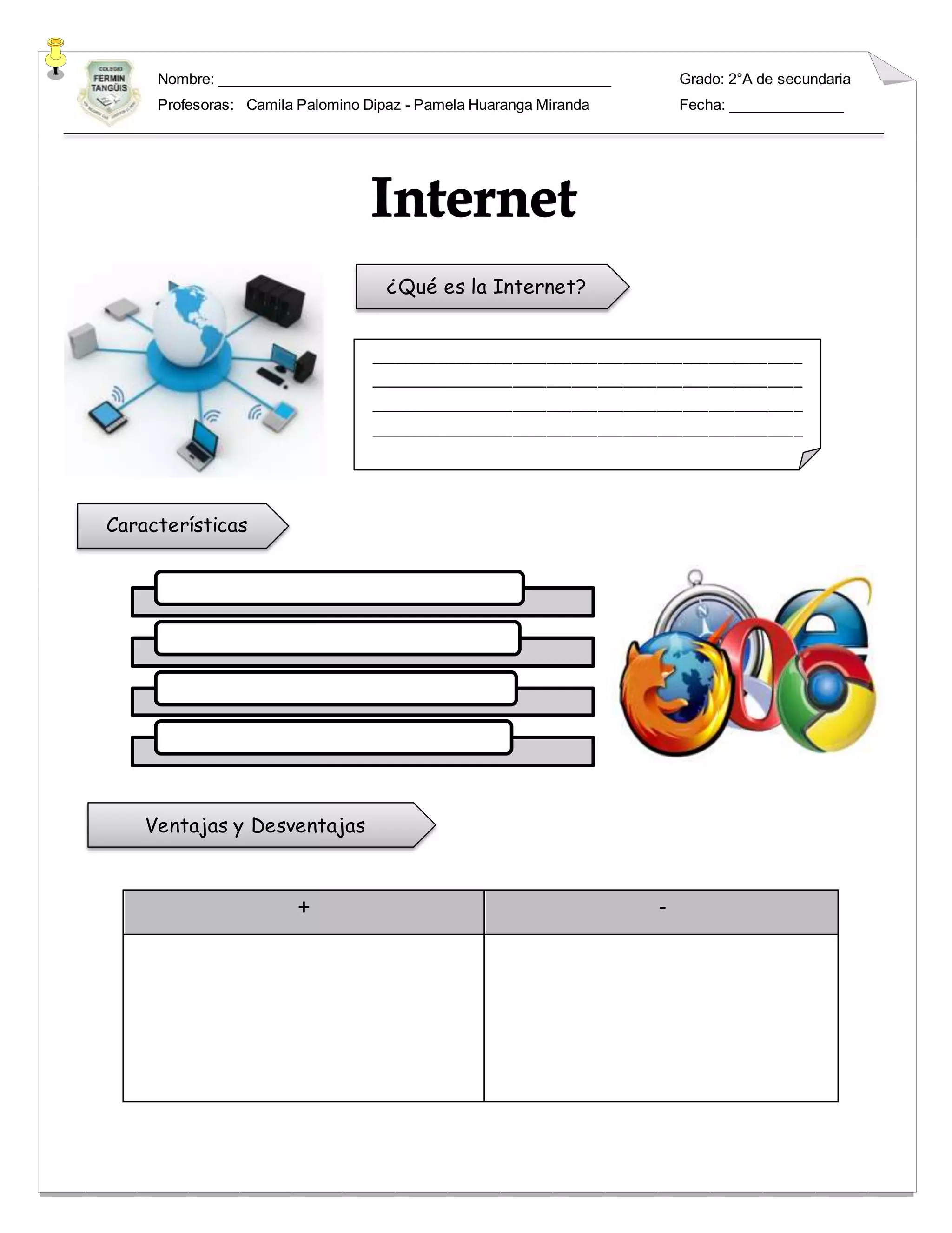 Ficha :El Internet y página web | DOCX