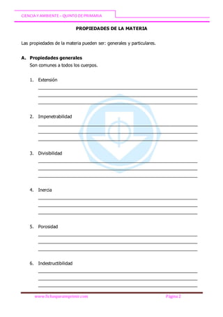 Ficha la-materia-y-sus-propiedades-para-quinto-de-primaria | DOC
