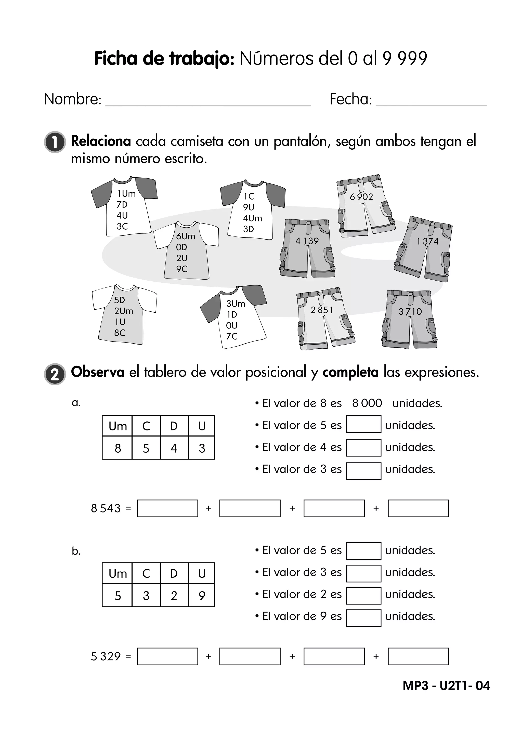 Hojas De Trabajo De Valor Posicional Para Estudiantes De Tercer Grado