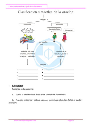 Hoja De Trabajo De Oraciones Completas De Cuarto Grado