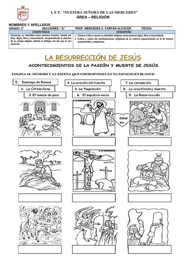 FICHA - RELIGIÓN - La resurrección de Jesús.docx