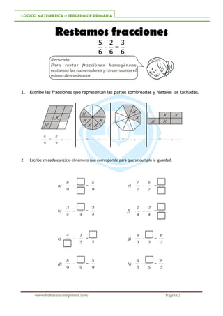 Hoja De Trabajo Con Pasos Para Sumar Y Restar Fracciones