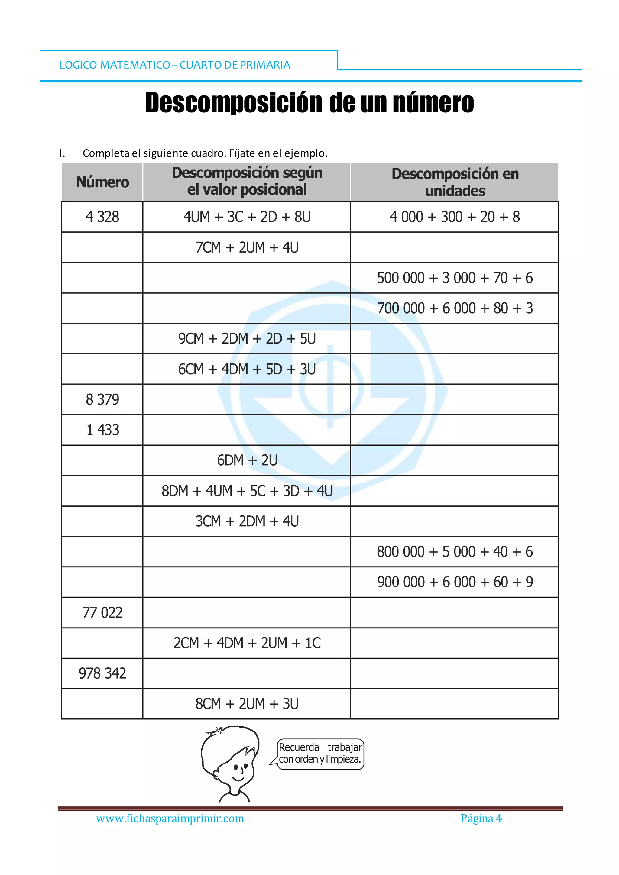 Valor Posicional Cuarto Grado