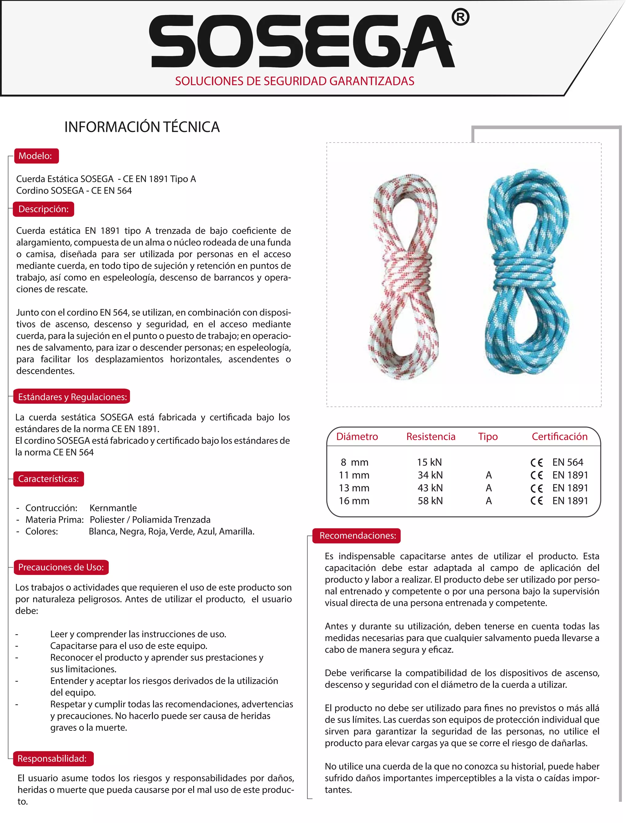 Ficha tecnica-cuerda-y-cordino-sosega | PDF