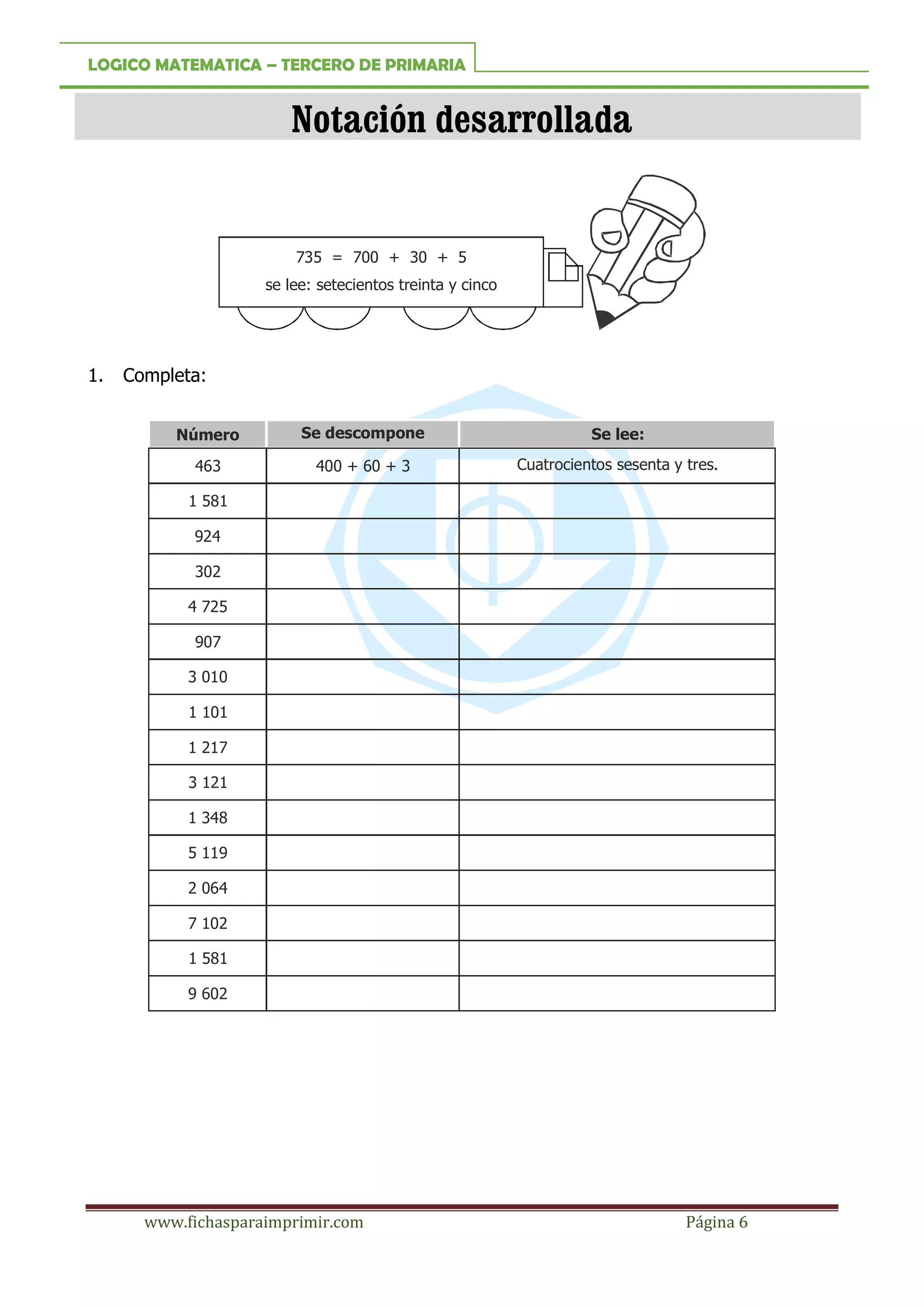 Hojas De Trabajo Sobre Valor Posicional Y Redondeo, Tercer Grado Valor